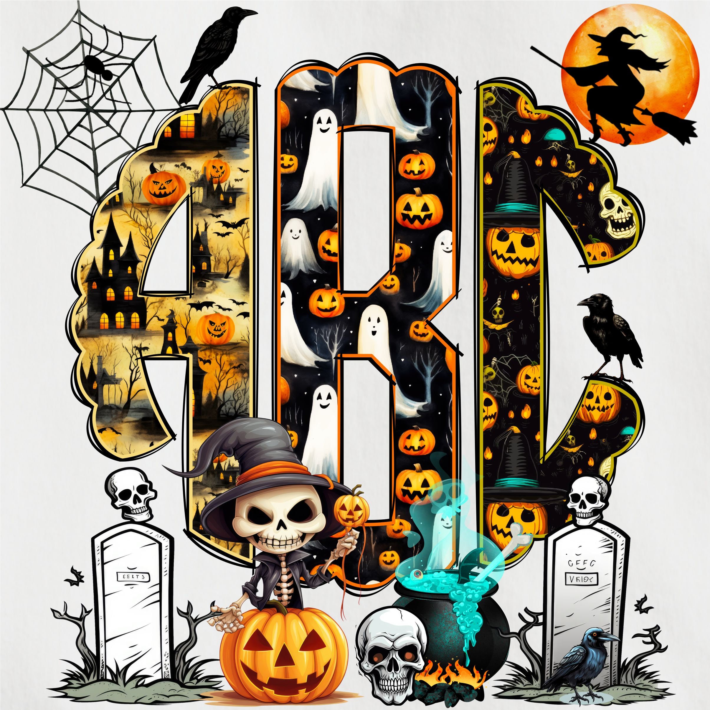 Halloween Monogram PNG Fall Monogram PNG Halloween Monogram - Etsy