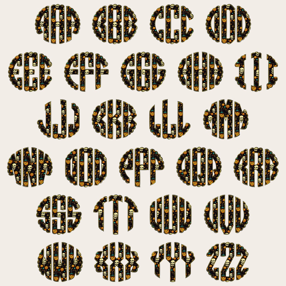 Halloween Monogram PNG Fall Monogram PNG Halloween Monogram - Etsy