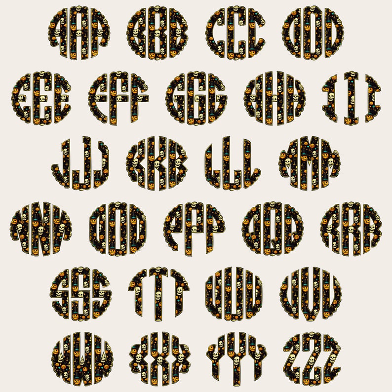 Halloween Monogram PNG Fall Monogram PNG Halloween Monogram - Etsy