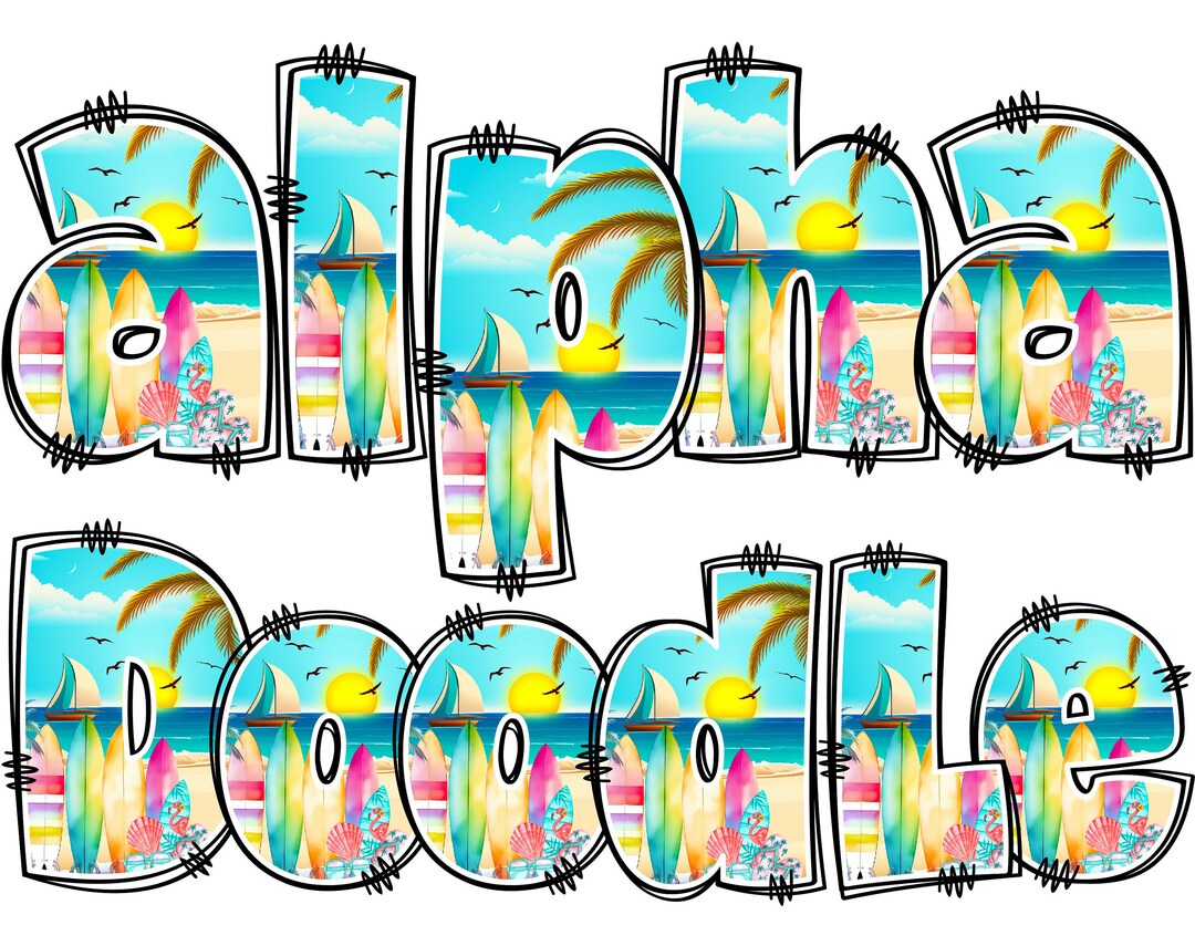 Summer Alphabet PNG, Tropical Sunset Beach Letters , PNG Letters ...