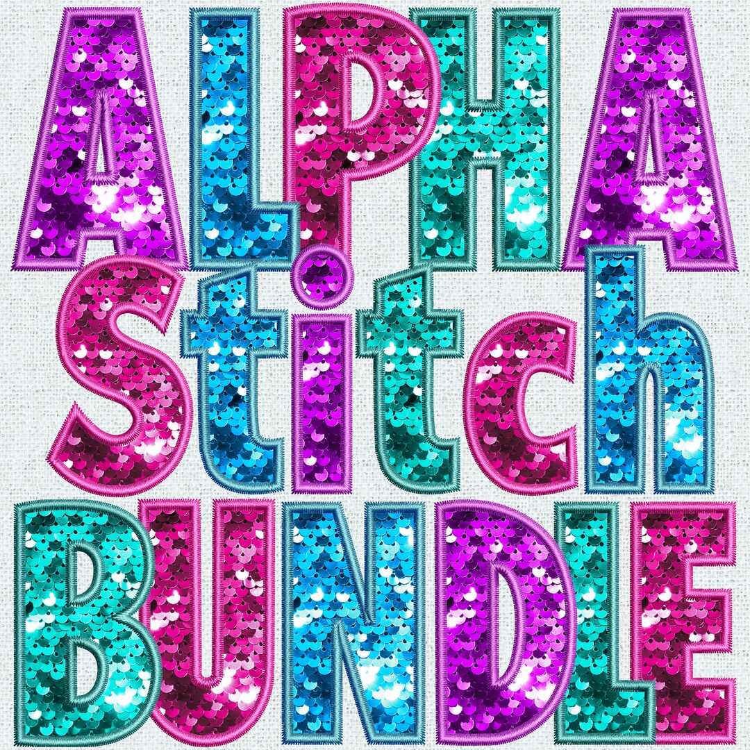 Faux Embroidery Sequin Christmas Alphabet Bundle PNG, Sequins Alphabet ...