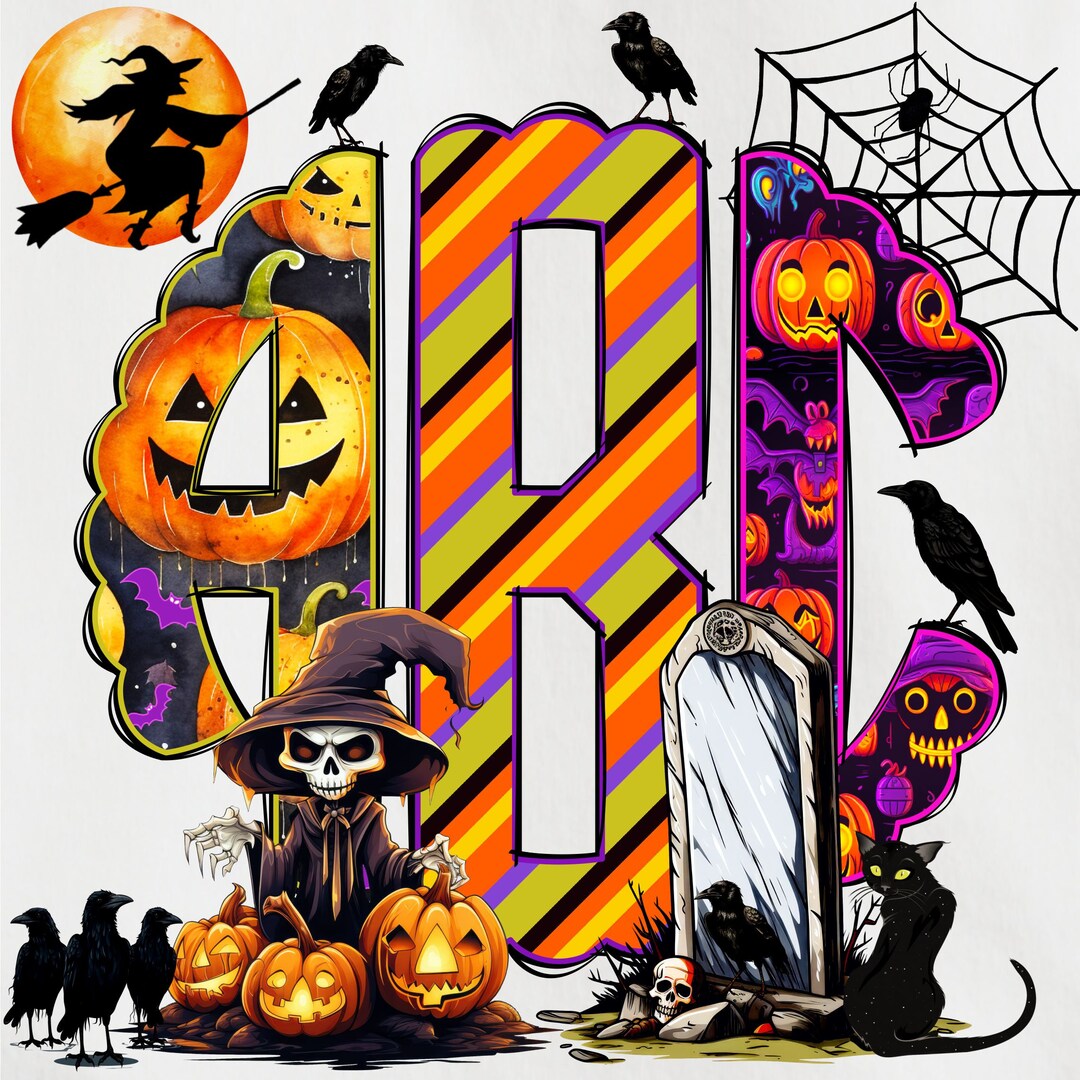 Halloween Monogram PNG Bundle, Fall Monogram PNG, Halloween Monogram, 3 ...