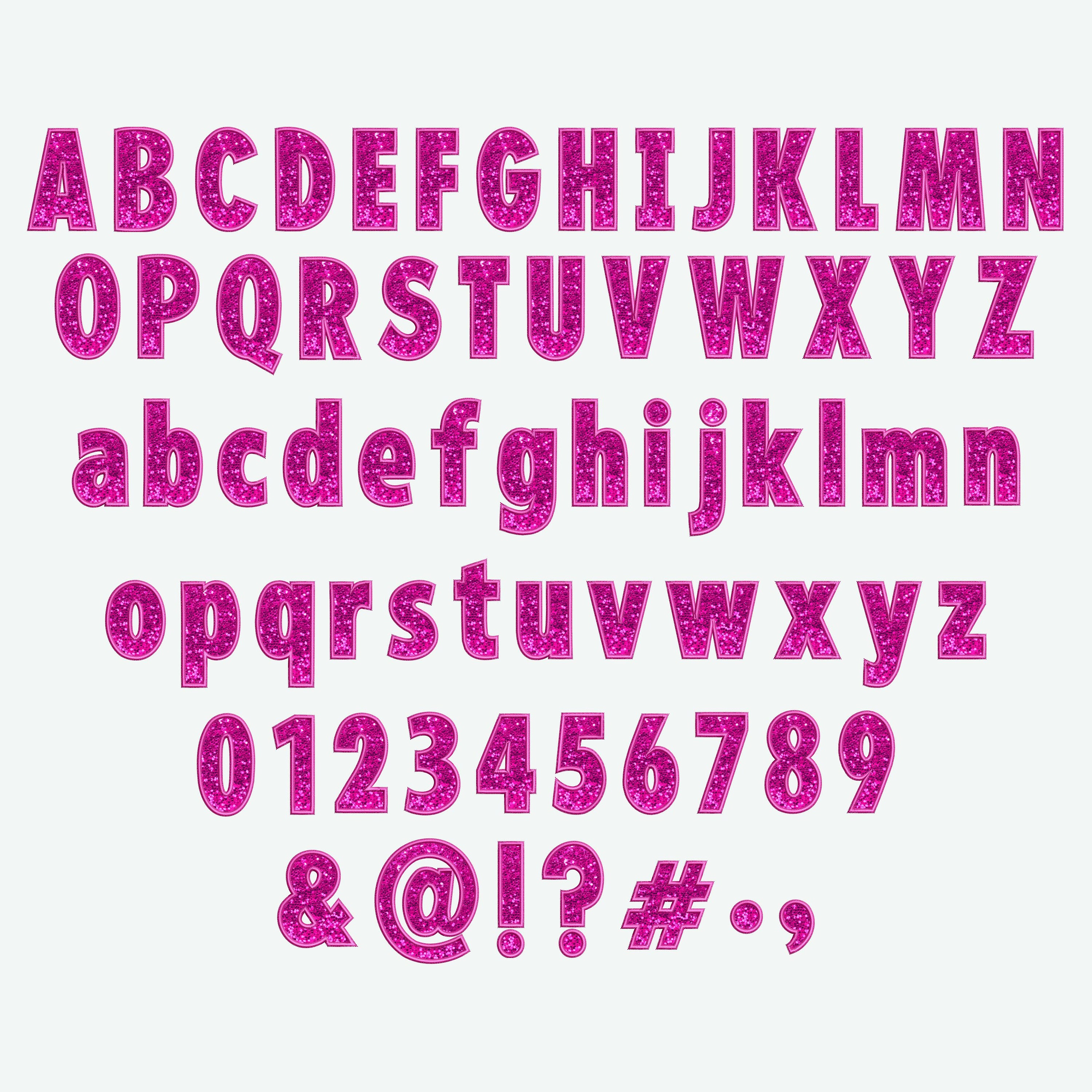 Valentine's Day Faux Embroidery Alphabet Bundle PNG, Glitter Alphabet ...