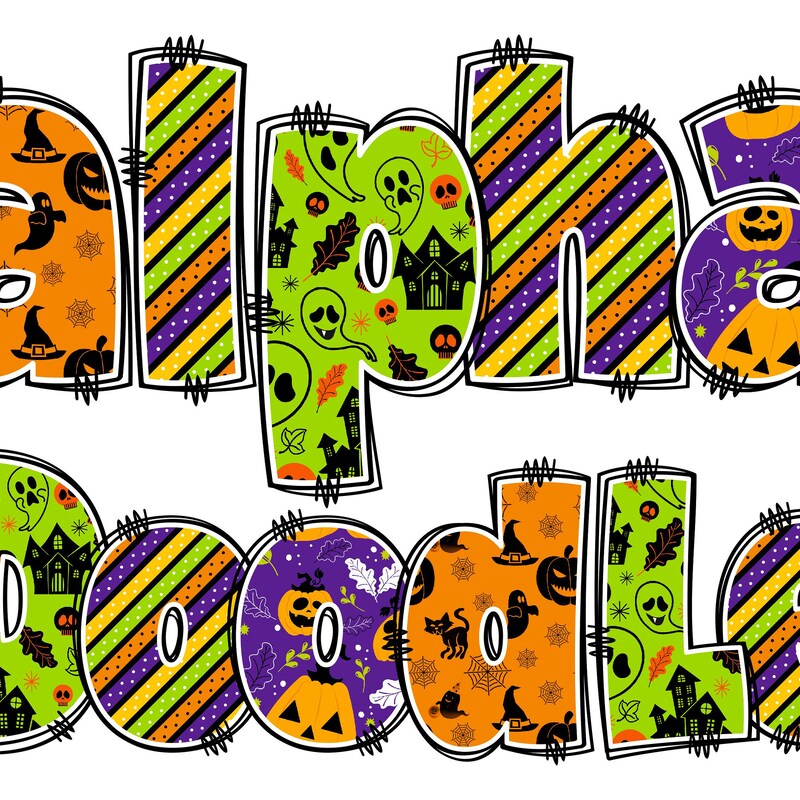 Halloween Doodle Alphabet - Etsy