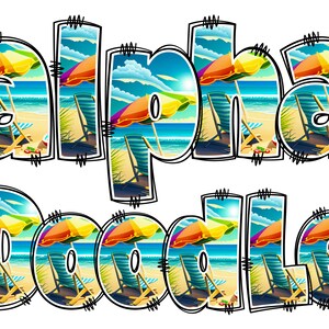 Summer Alphabet PNG, Tropical Sunset Beach Letters , PNG Letters ...