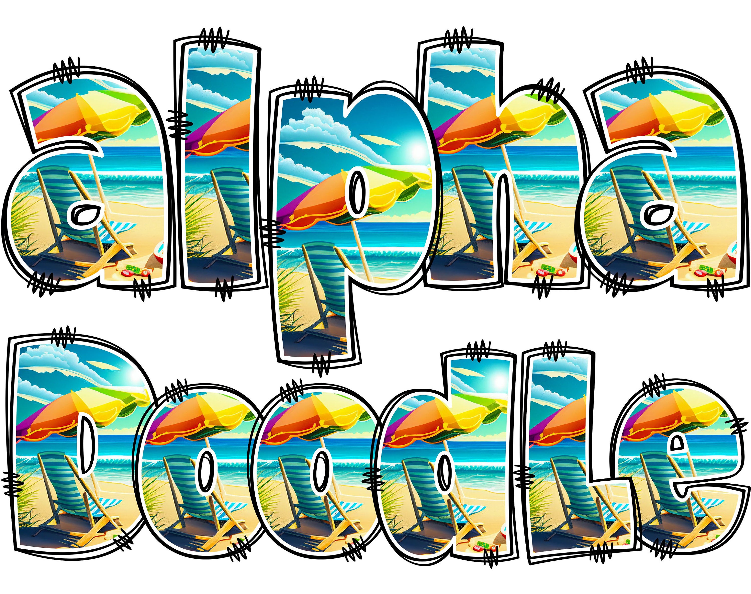 Summer Alphabet PNG, Tropical Sunset Beach Letters , PNG Letters ...