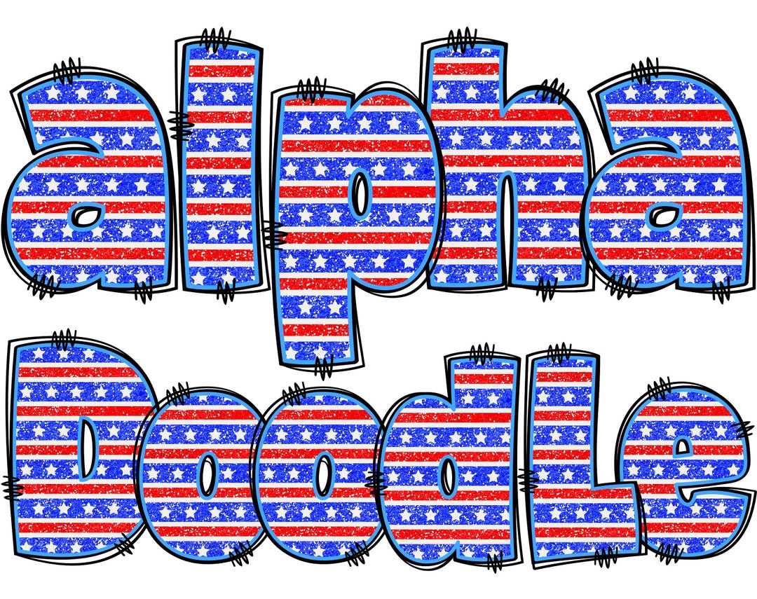 Patriotic Glitter Alphabet PNG, July 4th, Independence Day, Alpha ...