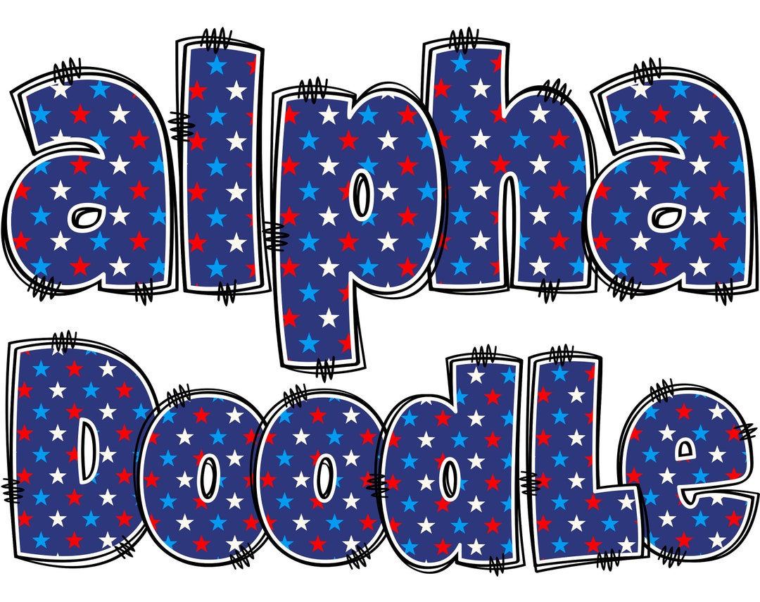 Patriotic Alphabet PNG, 4th of July, Independence Day, Alpha Doodle ...