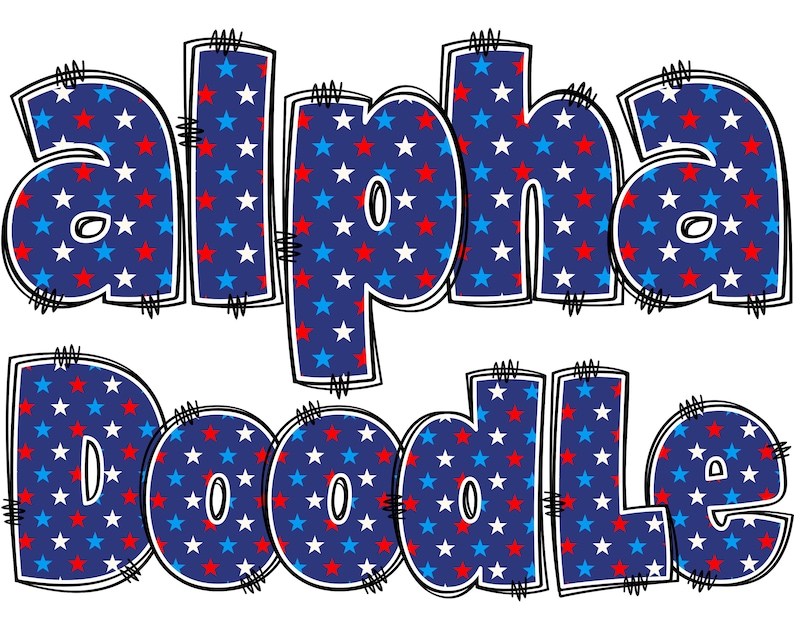 Patriotic Alphabet PNG, 4th of July, Independence Day, Alpha Doodle ...