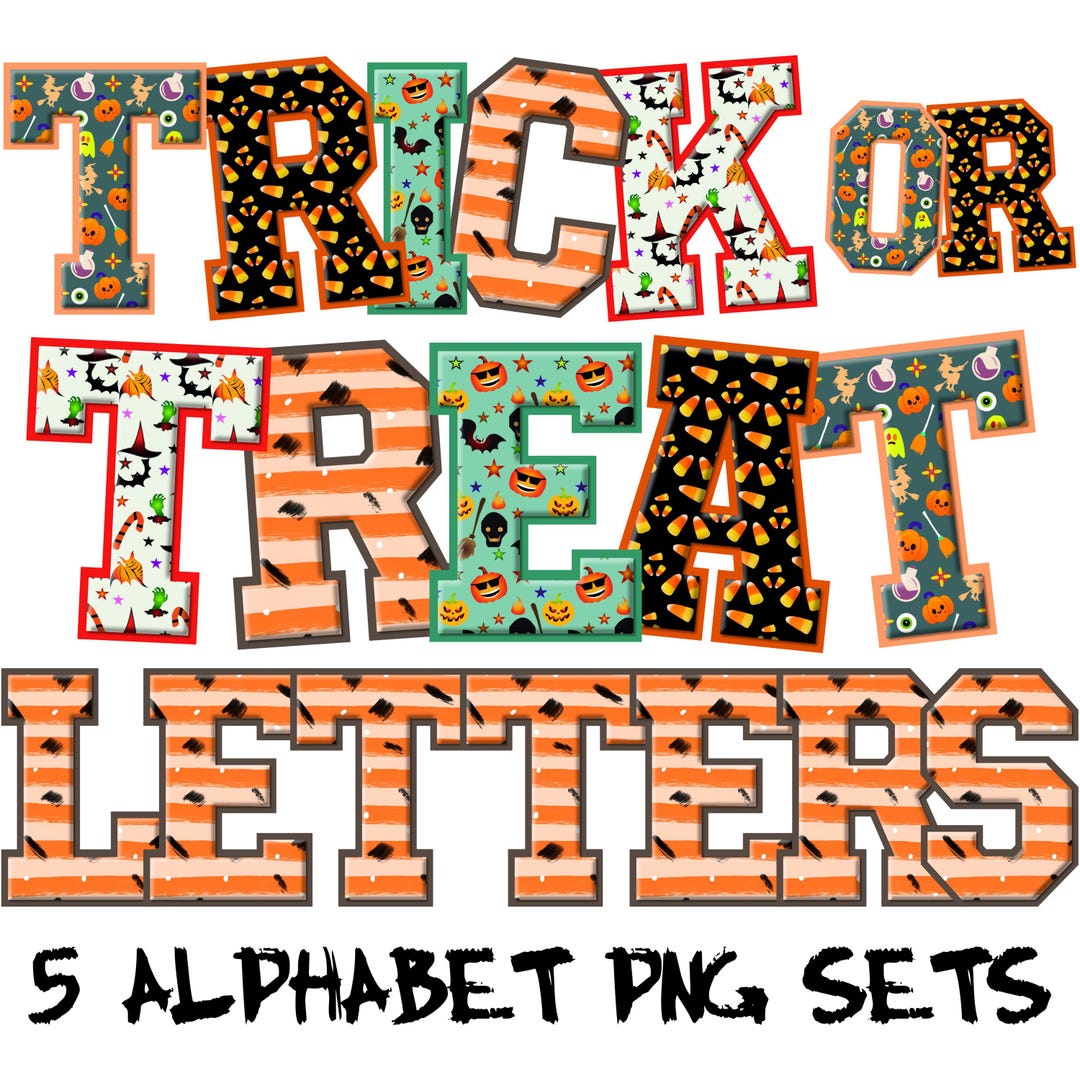 BUNDLE Halloween Alphabet PNG, 5 Sets Halloween Letters, PNG Halloween ...