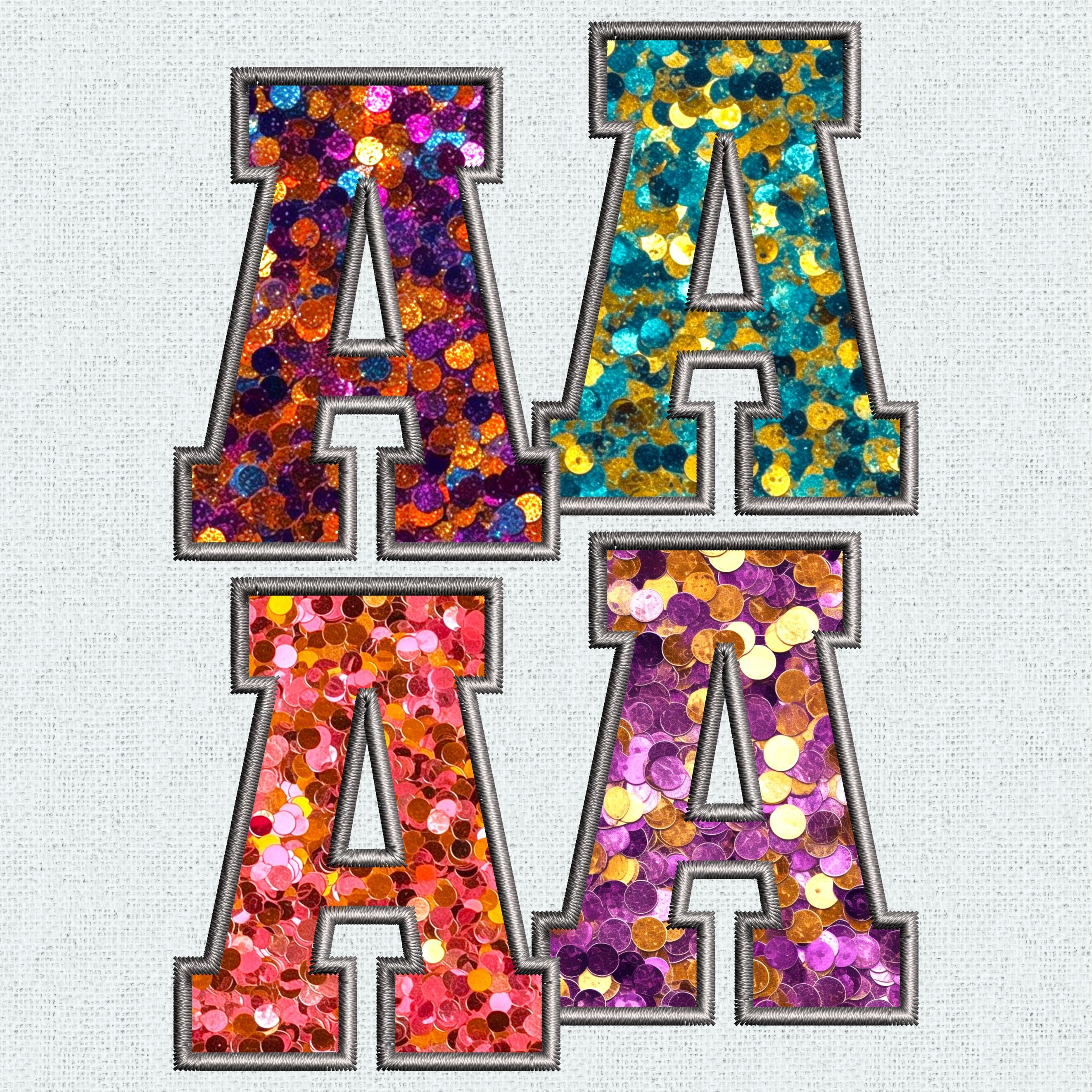 Faux Embroidery Sequin Alphabet Bundle PNG, Sequins Alphabet, Faux ...