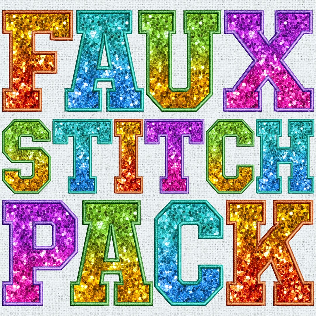 Faux Embroidery Sequin Alphabet Bundle PNG, Sequins Alphabet, Faux ...