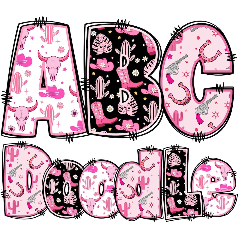 Wild West Alphabet Bundle PNG, Cowgirls Letters, PNG Letters, Cowgirls ...