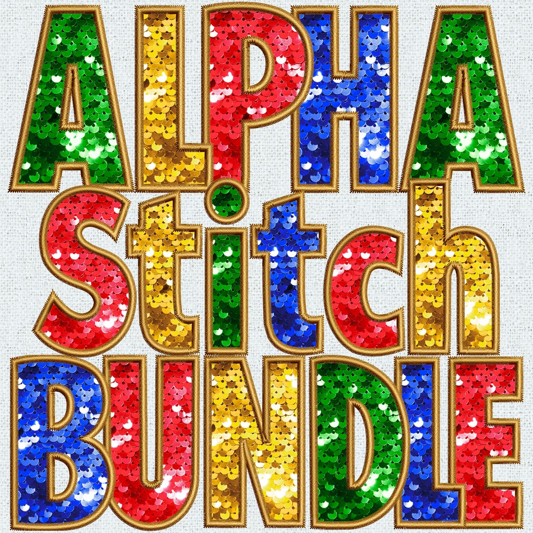 Christmas Faux Embroidery Sequin Alphabet Bundle PNG, Sequins Alphabet ...