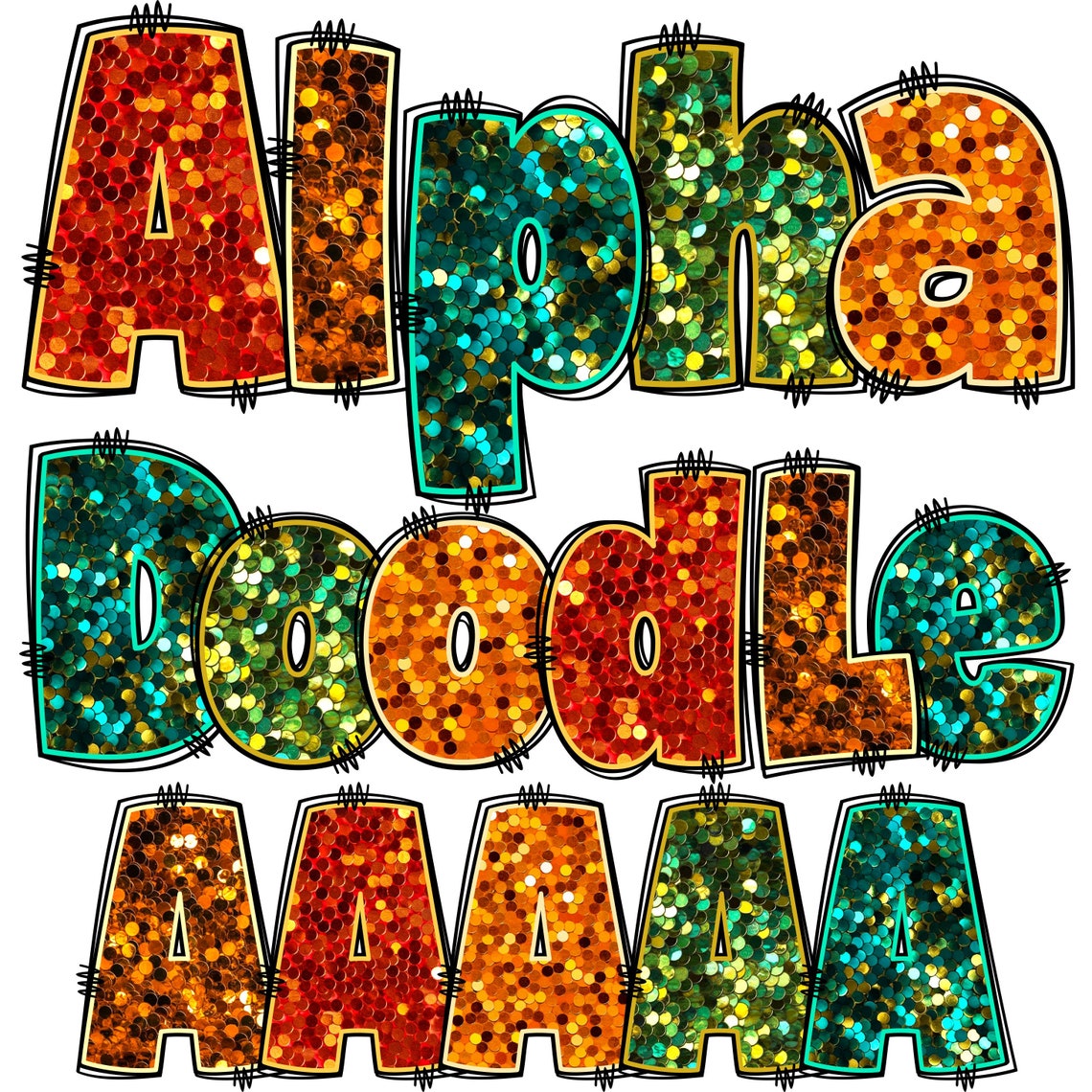 Fall Sequin Alphabet PNG Bundle, Sequin Alphabet, Sequin Alpha Doodle ...