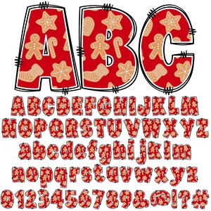 Christmas Alphabet Doodle PNG Bundle, Christmas Alphabet, Christmas ...
