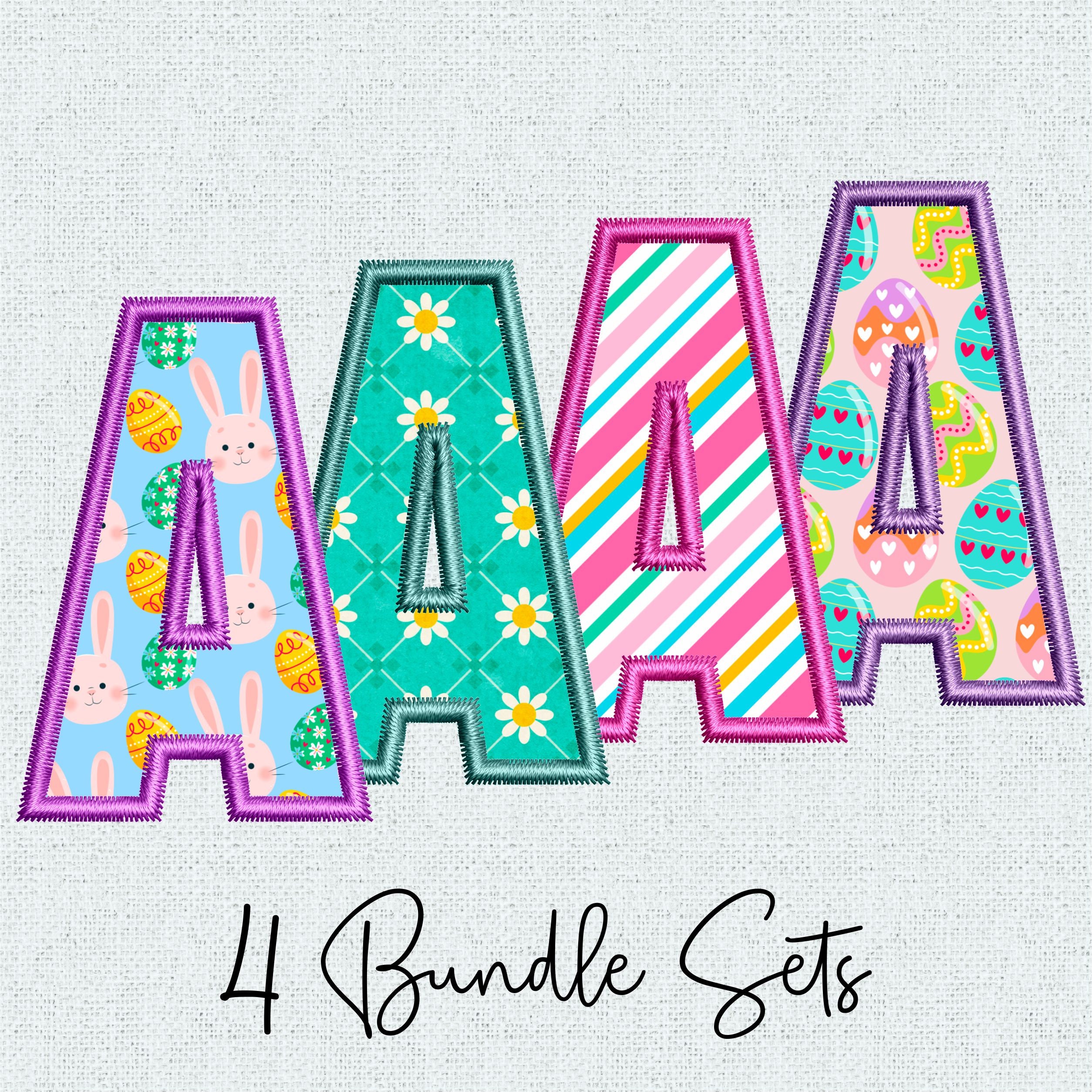 Easter Faux Embroidery Alphabet Bundle PNG, Easter Alphabet, Easter ...