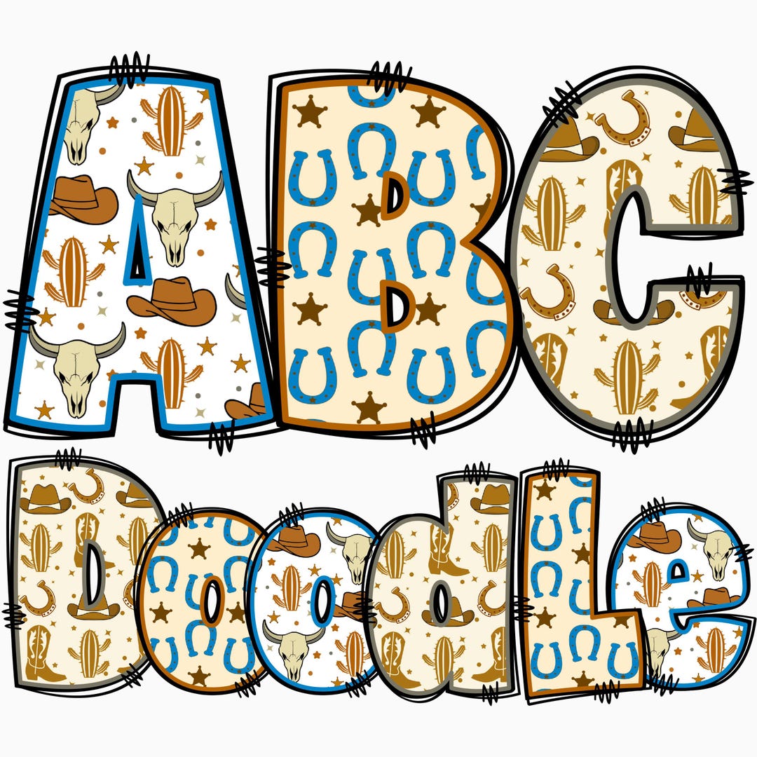 Wild West Alphabet Bundle PNG, Cowboys Letters, PNG Letters, Cowboys ...