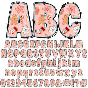 Christmas Alphabet Doodle PNG Bundle, Christmas Alphabet, Christmas ...