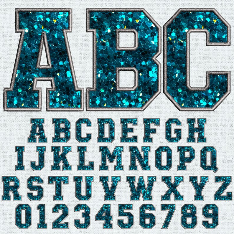 Faux Embroidery Sequin Alphabet Bundle PNG, Sequins Alphabet, Faux ...