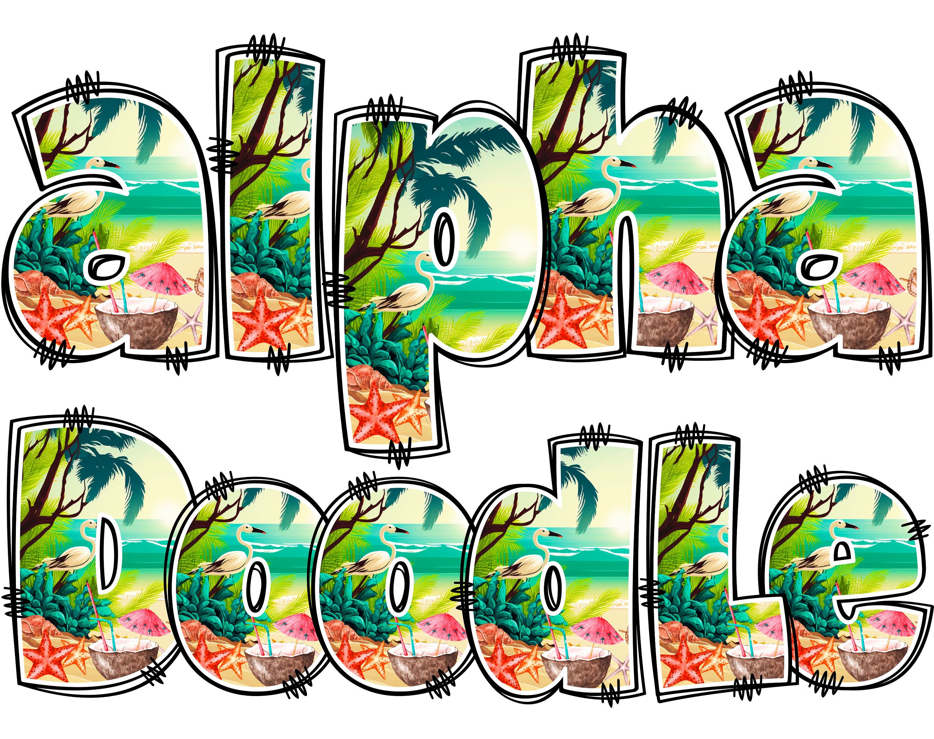Summer Alphabet PNG, Tropical Sunset Beach Letters , PNG Letters ...