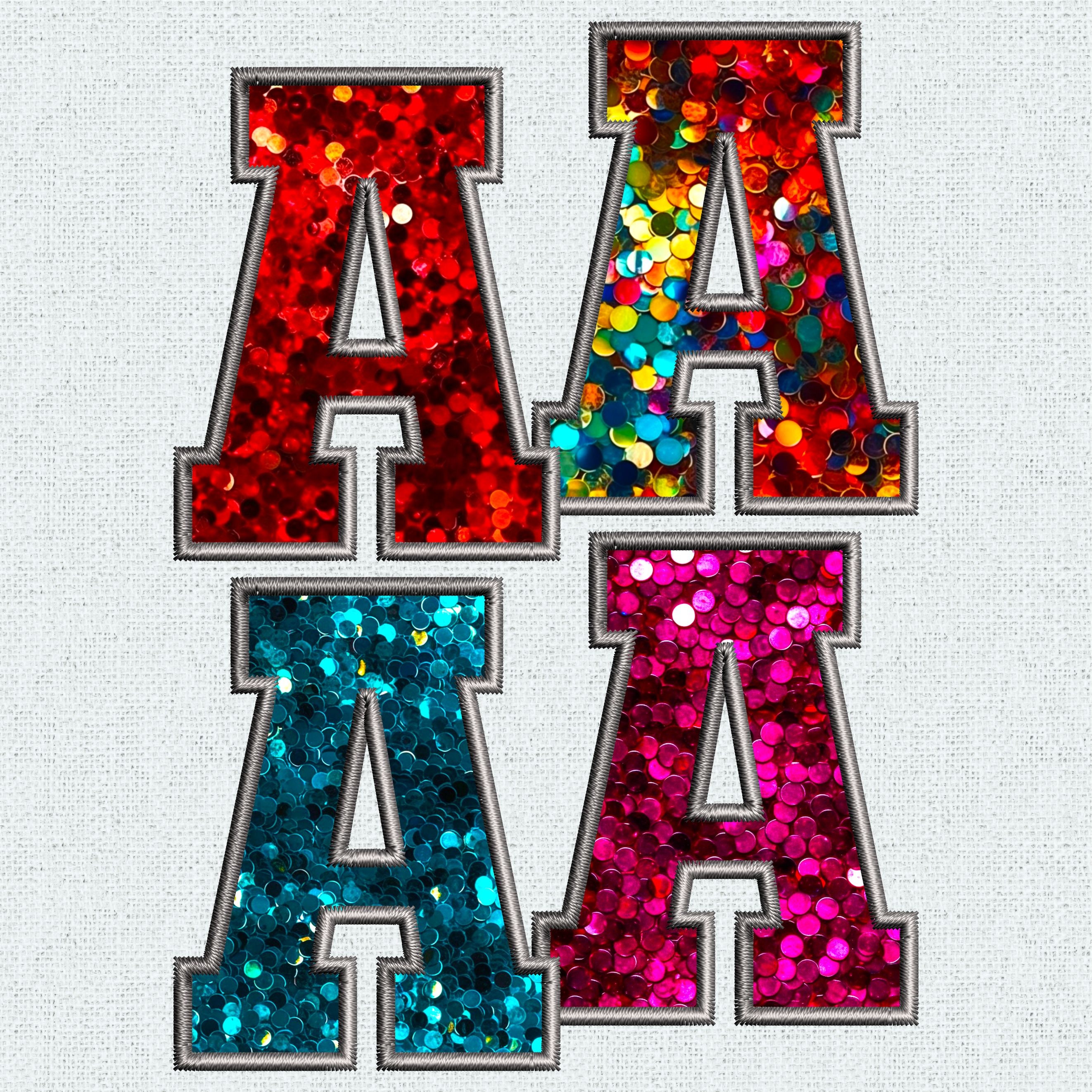 Faux Embroidery Sequin Alphabet Bundle PNG, Sequins Alphabet, Faux ...
