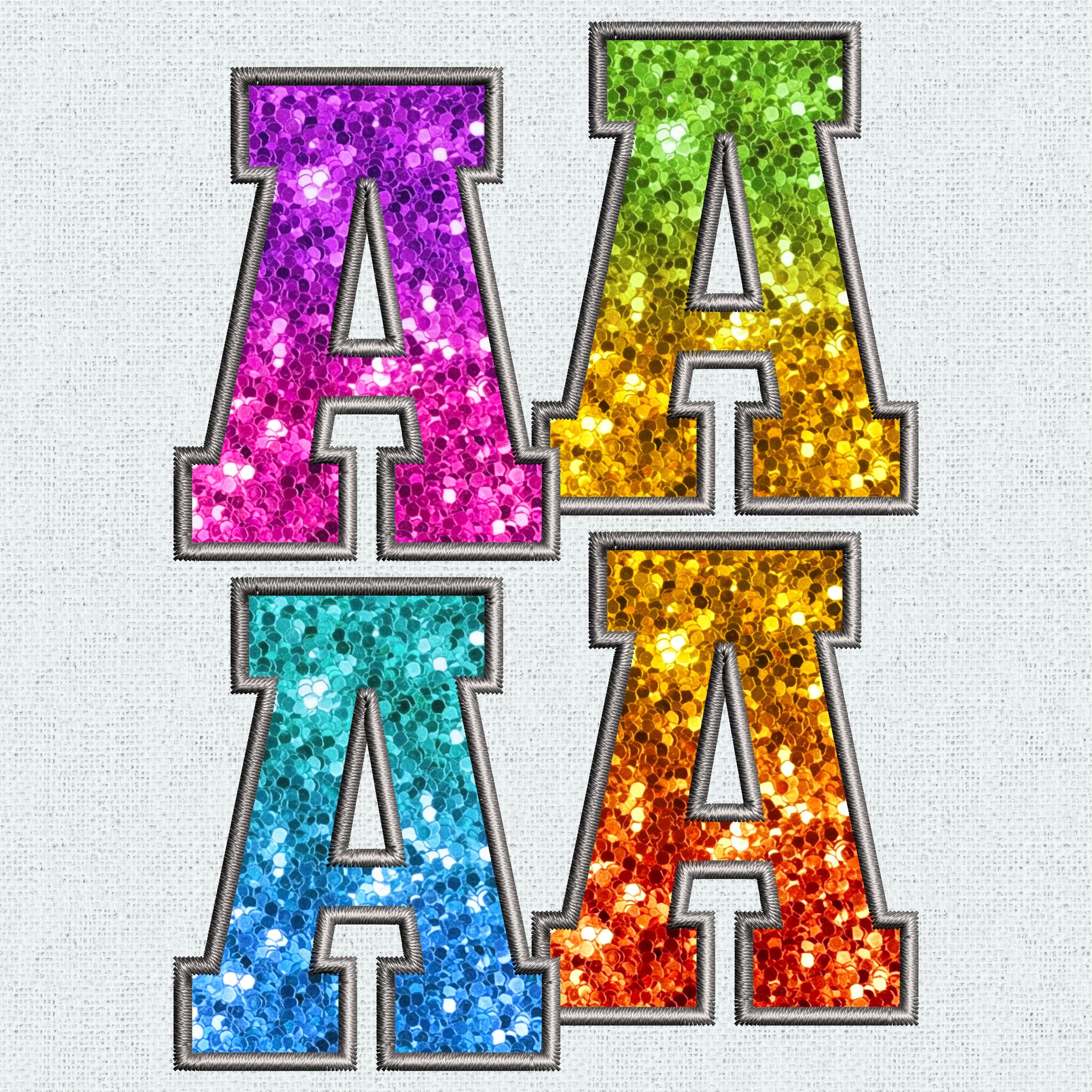 Faux Embroidery Sequin Alphabet Bundle PNG, Sequins Alphabet, Faux ...