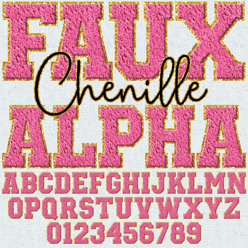 Faux Chenille Alphabet Bundle PNG, Varsity Letters Patches, Pastel ...