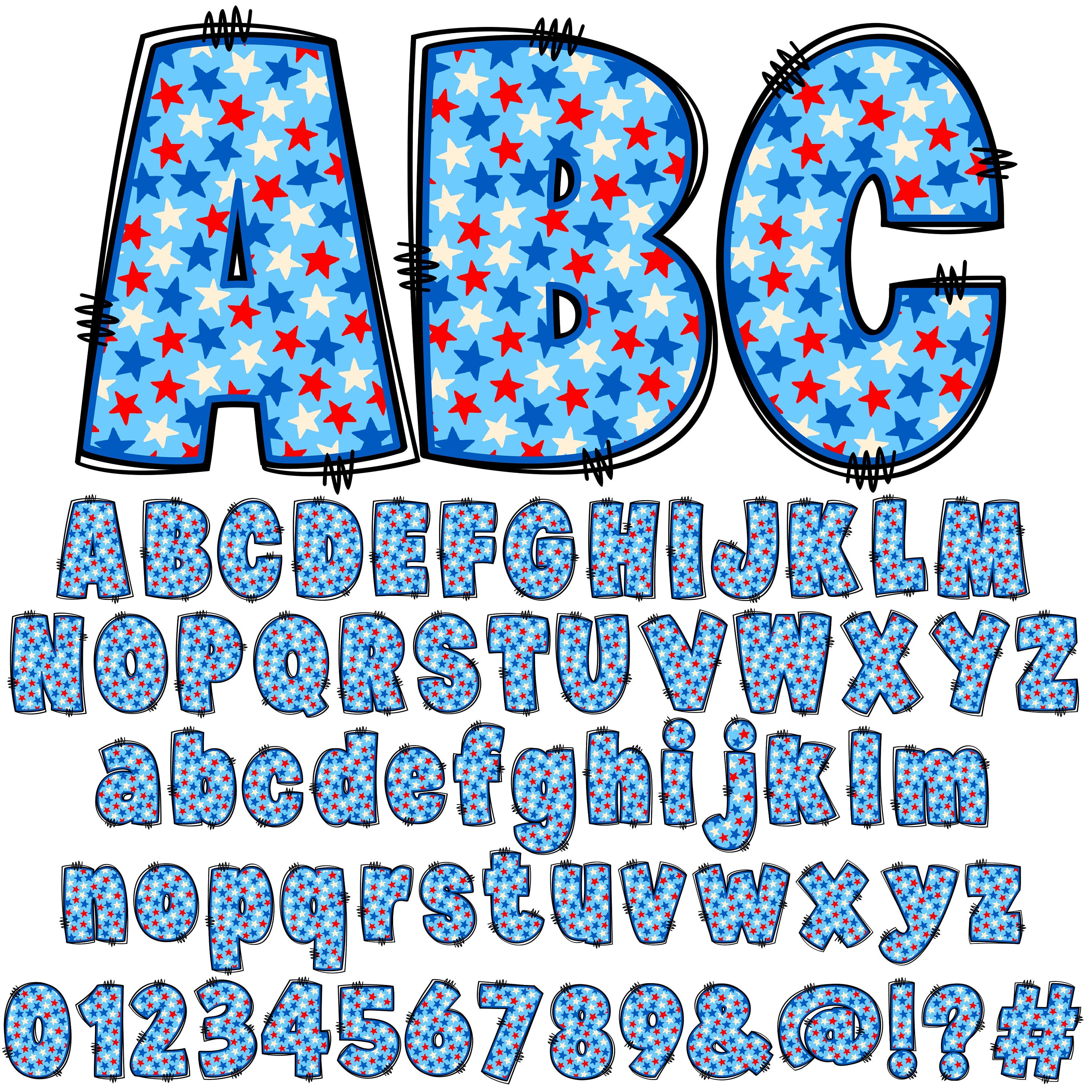 Patriotic Alphabet PNG, 4th of July, Independence Day, Alpha Doodle ...