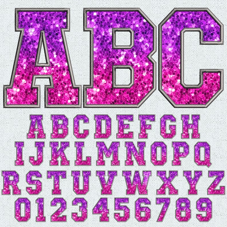 Faux Embroidery Sequin Alphabet Bundle PNG, Sequins Alphabet, Faux ...