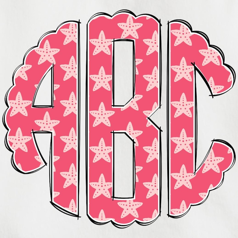 Summer Monogram Bundle PNG, Summer Monogram, Starfish, Starfish ...