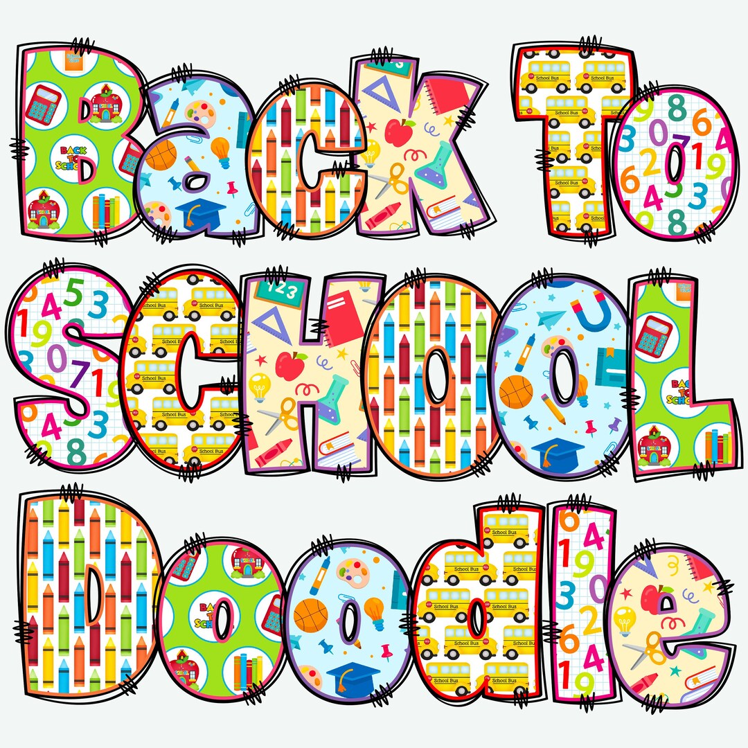 BUNDLE Back to School Alphabet PNG, School Letters, PNG Letters, School ...