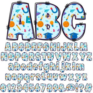 BUNDLE Back to School Alphabet PNG, School Letters, PNG Letters, School ...