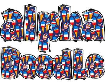 Independence Day Letters PNG Doodle Letters 4th of July - Etsy