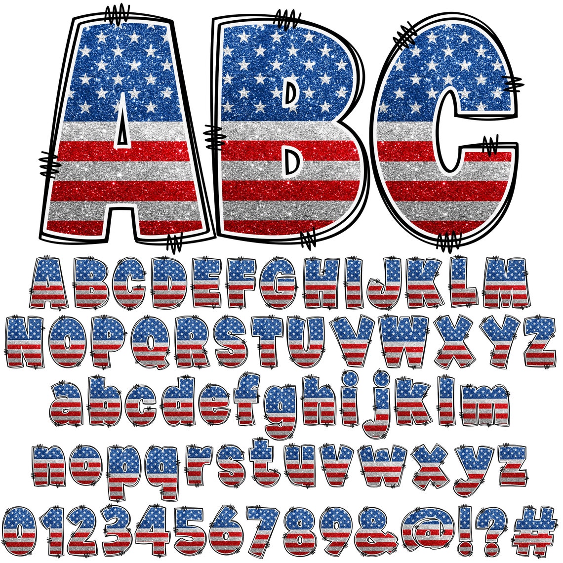 BUNDLE Patriotic Alphabet PNG, 4th of July, Independence Day, Alpha ...