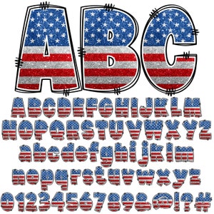 BUNDLE Patriotic Alphabet PNG, 4th of July, Independence Day, Alpha ...