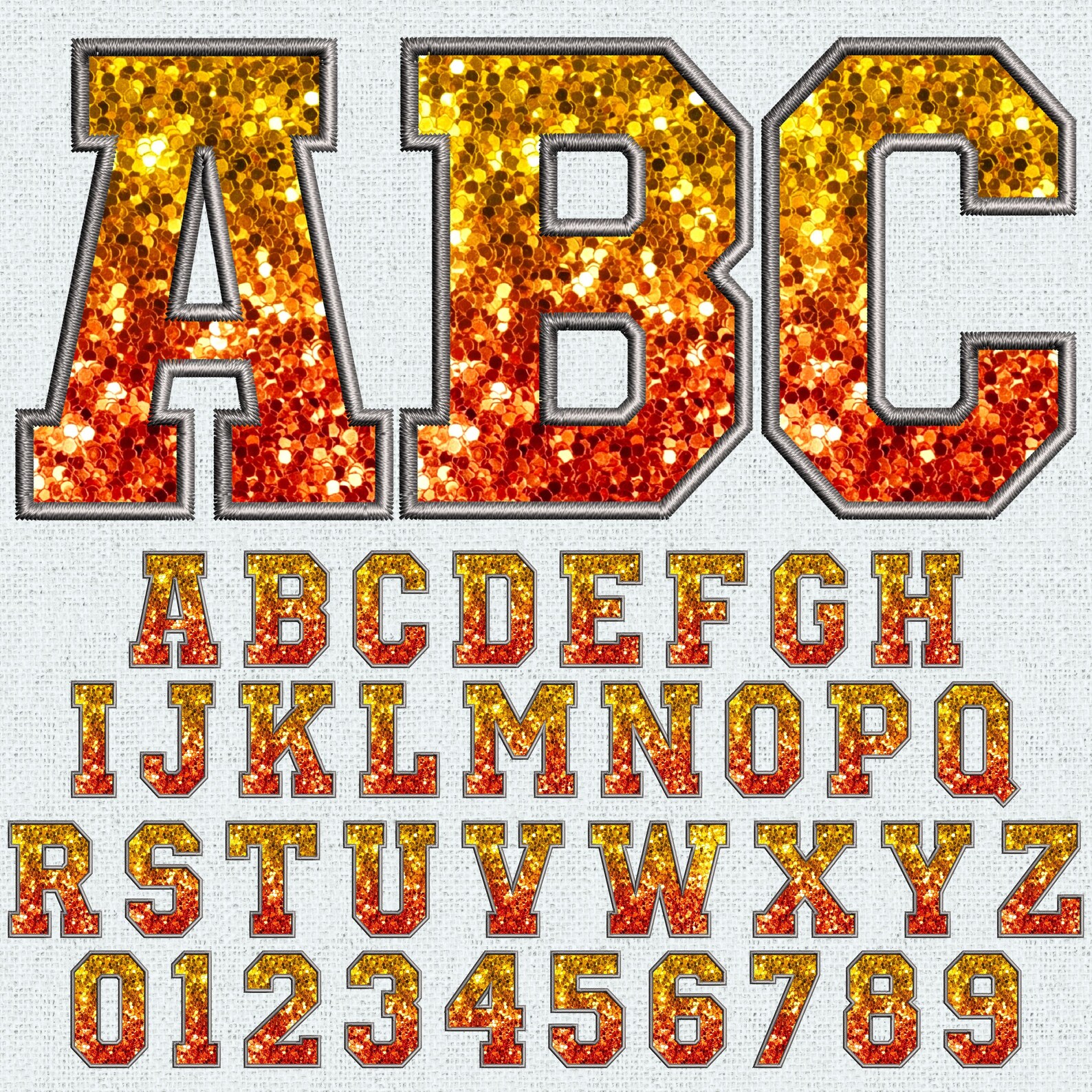 Faux Embroidery Sequin Alphabet Bundle PNG, Sequins Alphabet, Faux ...