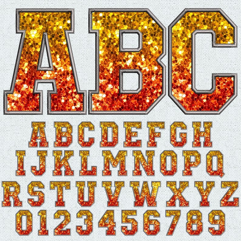 Faux Embroidery Sequin Alphabet Bundle PNG, Sequins Alphabet, Faux ...