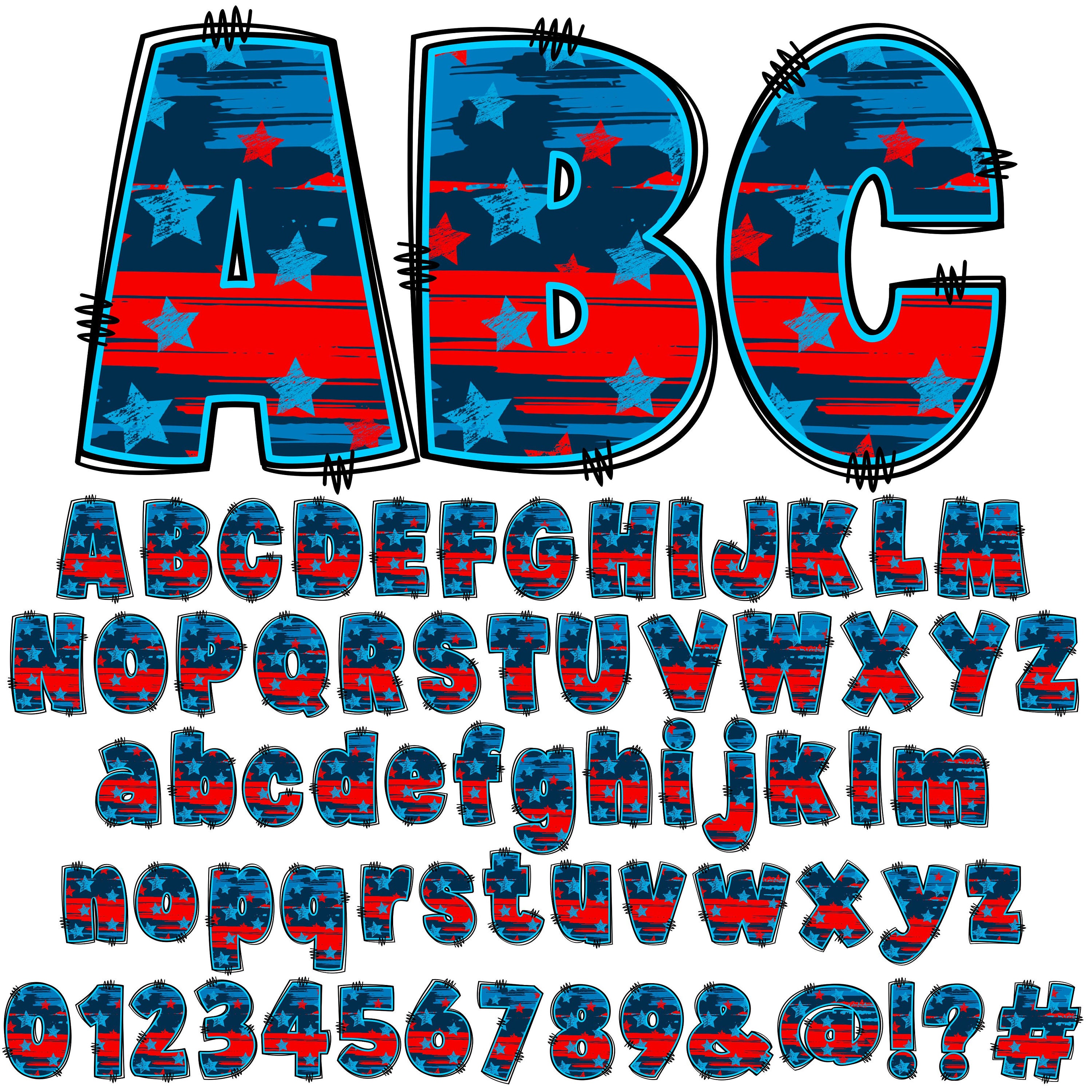 BUNDLE Patriotic Alphabet PNG, 4th of July, Independence Day, Alpha ...