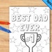 Printable Best Dad Ever Coloring Card | Instant Printable Card ...