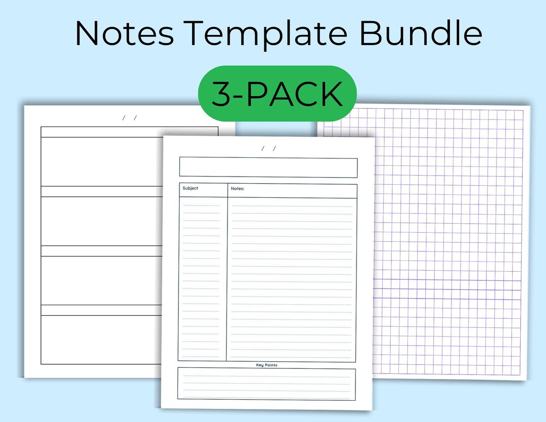 Cornell Notes Template | 3 Notes Pack | Note Templates | Studying ...