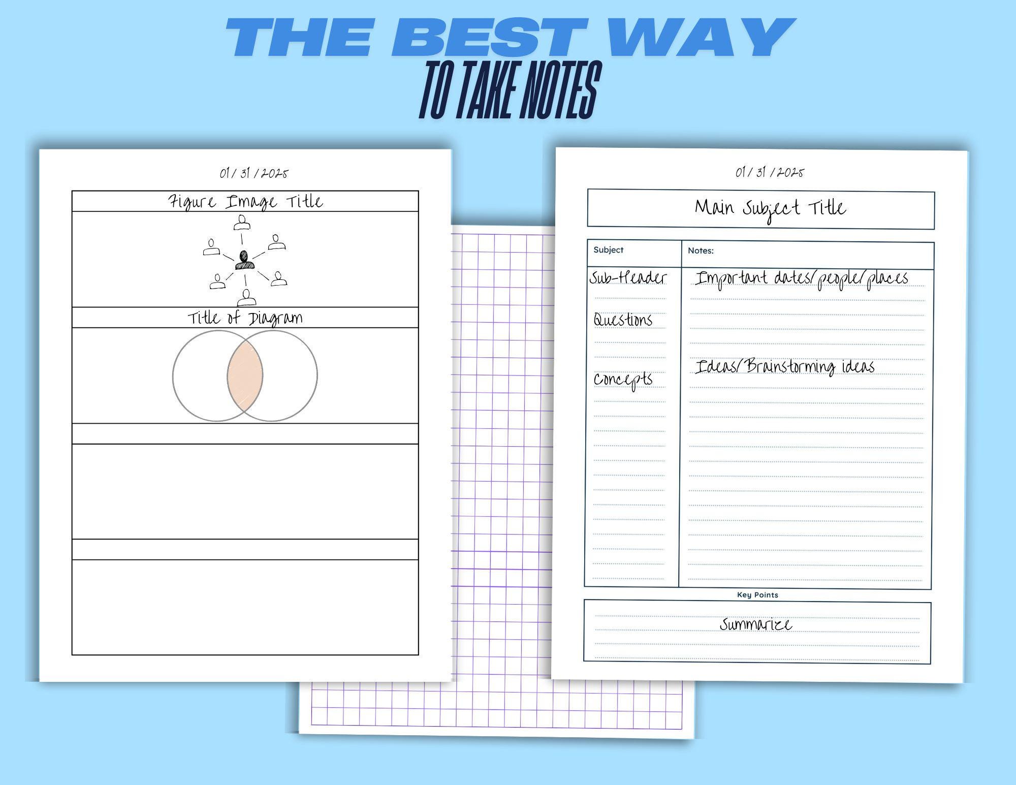 Cornell Notes Template | 3 Notes Pack | Note Templates | Studying ...