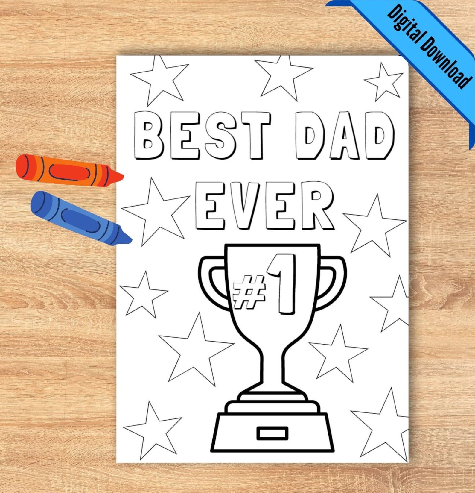 Printable Best Dad Ever Coloring Card | Instant Printable Card ...