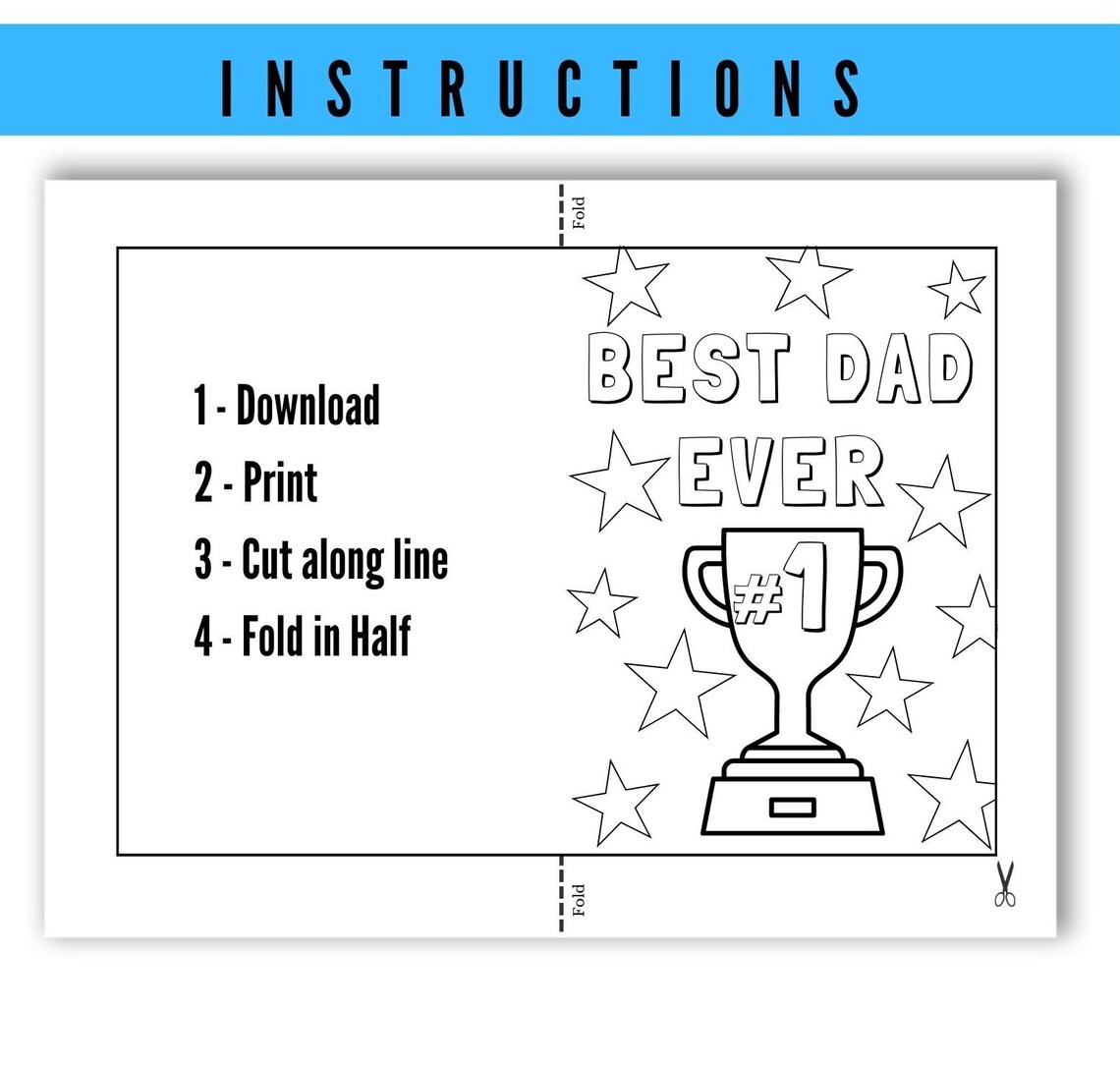 Printable Best Dad Ever Coloring Card | Instant Printable Card ...