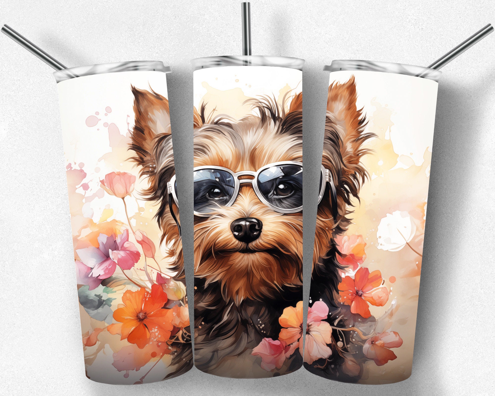 Yorkshire Terrier Wrap, Yorkie Wrap, 20 Oz Skinny Tumbler Wrap ...
