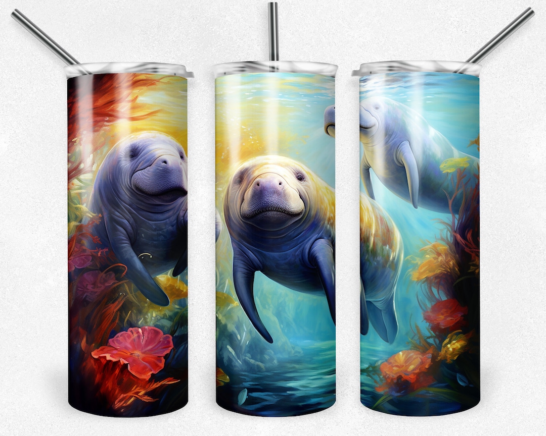 Manatee Tumbler Wrap, Sea Life Tumbler Wrap, 20 Oz Skinny Tumbler Wrap ...