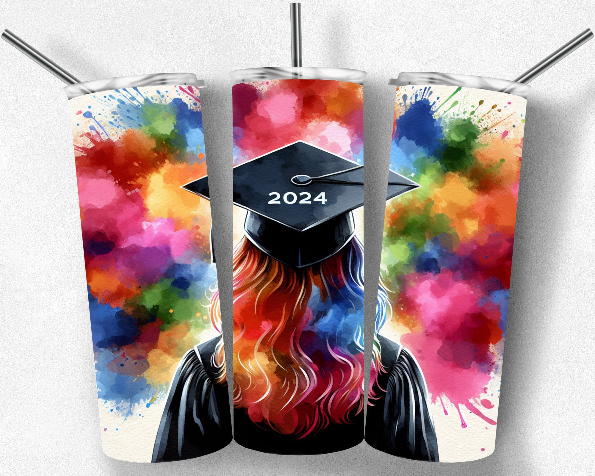 2024 Female Graduation Wrap, Seamless Wrap, 20 Oz Skinny Tumbler Wrap ...