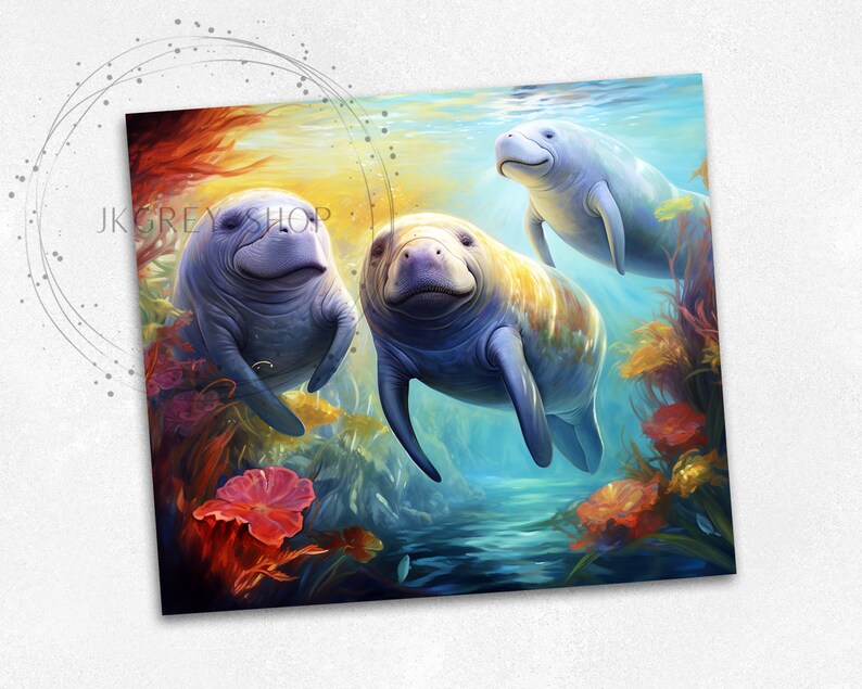 Manatee Tumbler Wrap, Sea Life Tumbler Wrap, 20 Oz Skinny Tumbler Wrap ...