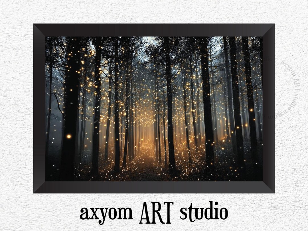 Enchanted Forest Print, Firefly Fantasy Art Poster Bedroom Wall Art ...