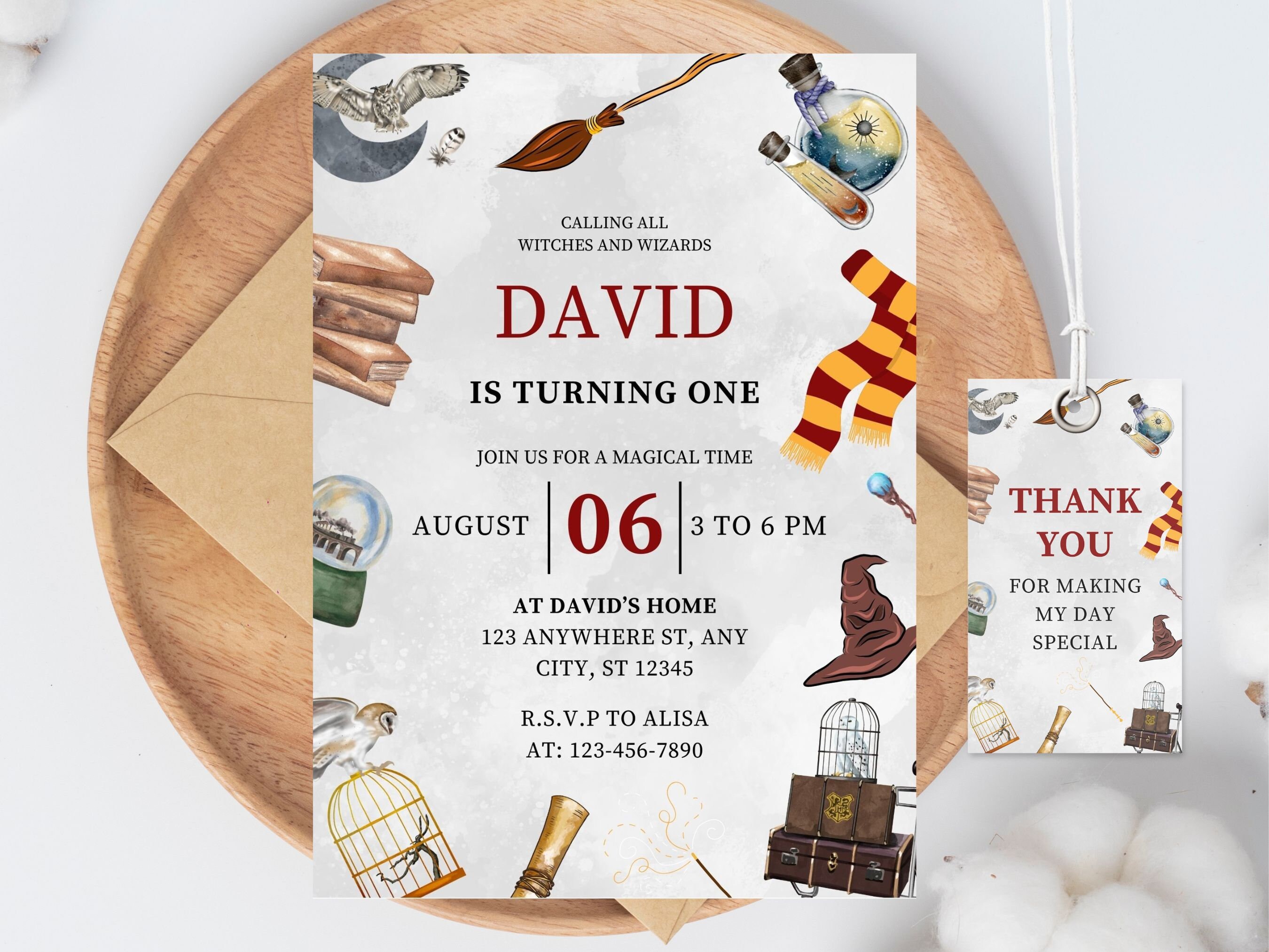 Editable Wizard Birthday Invitation, Magical Birthday Party Invite ...